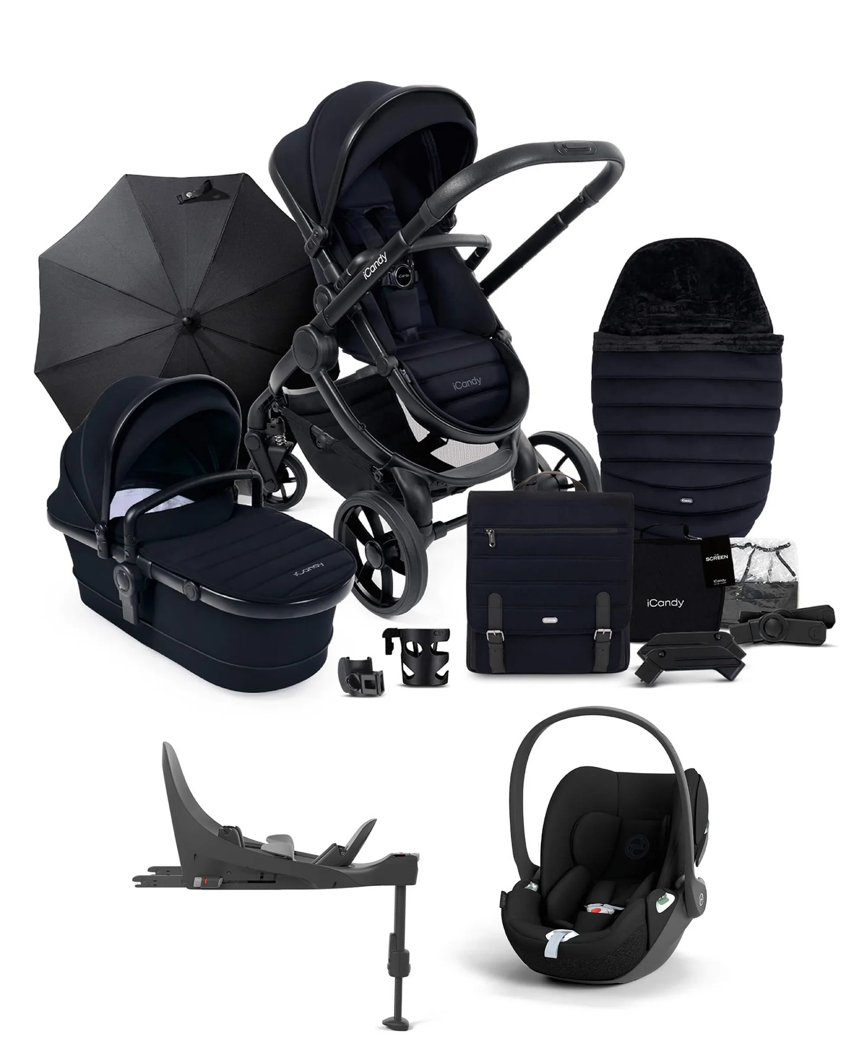 iCandy Peach 7 Complete Pushchair Bundle - Black, with Cloud T Car Seat ...